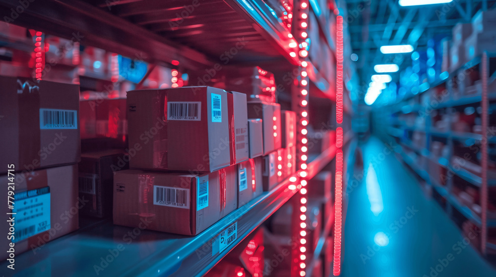 Electronic inventory management concept. logistics tech. RFID. Barcode ...