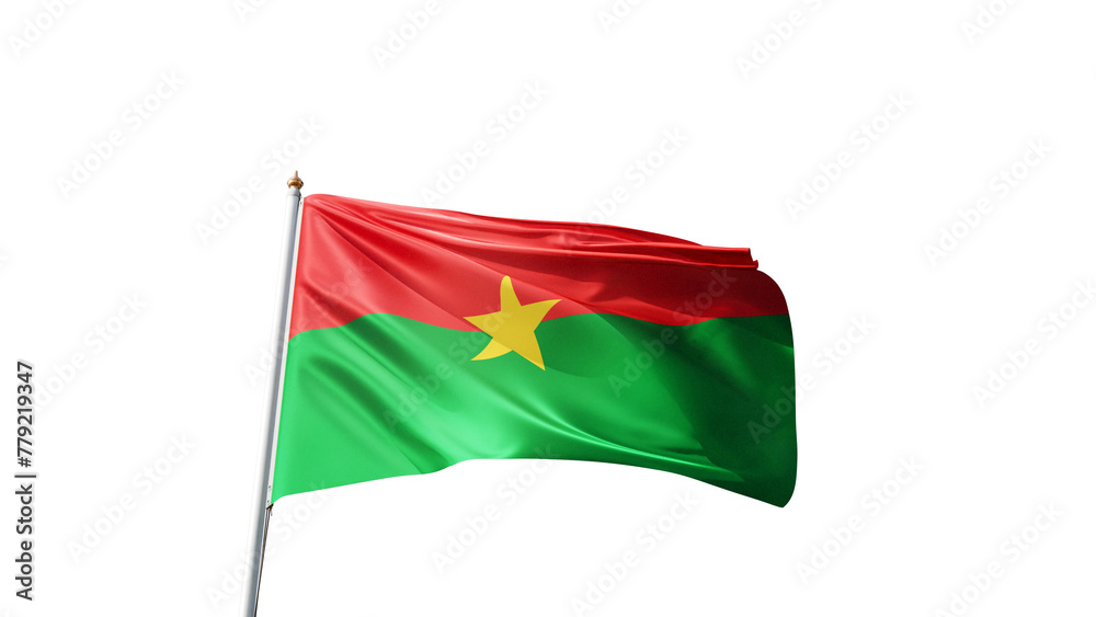 flag of burkina faso on a transparent background, waving in the wind ...