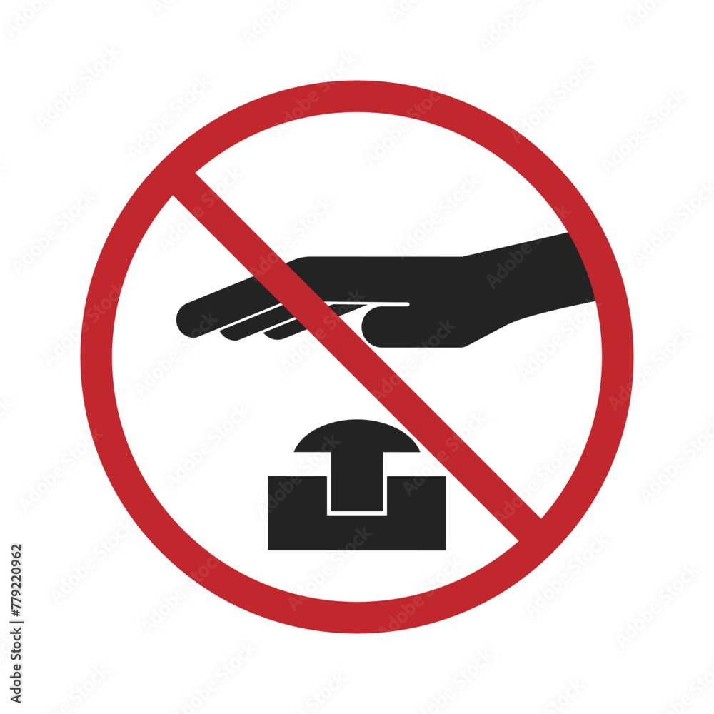 Vetor de Isolated prohibition sign of do not press switch button, for ...