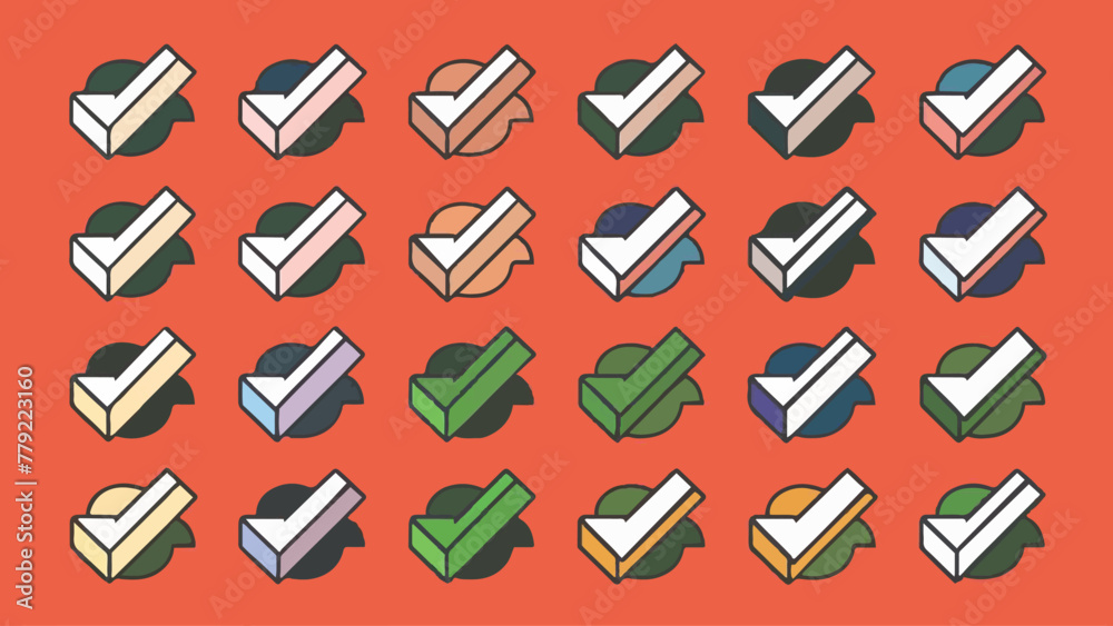Vecteur Stock Check mark icon set: Tick symbol vector illustration in ...