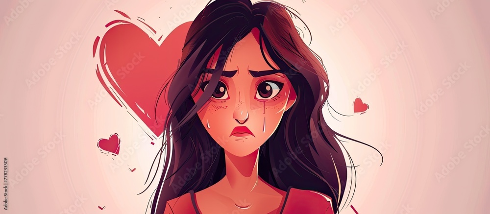 A cartoon girl is crying, with tears running down her cheek and a ...