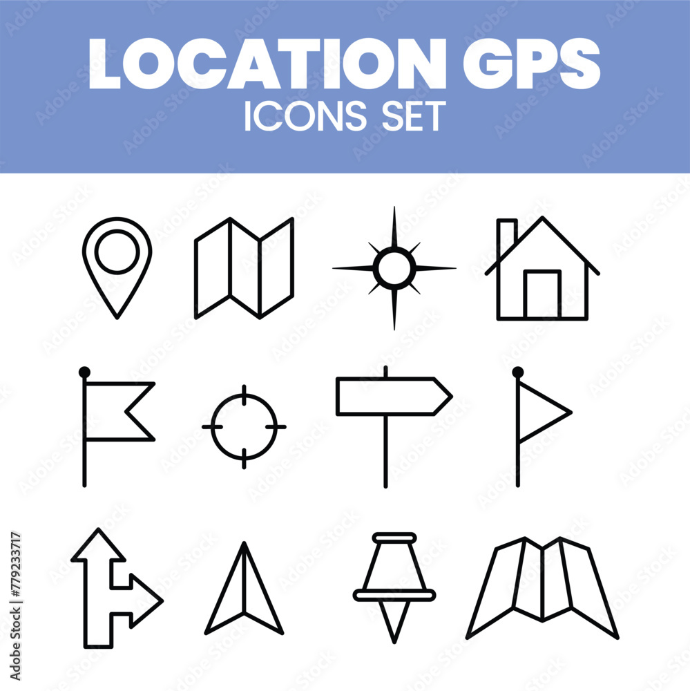 Location Navigation Icon Sets Vector Illustration GPS Map Icon sets ...