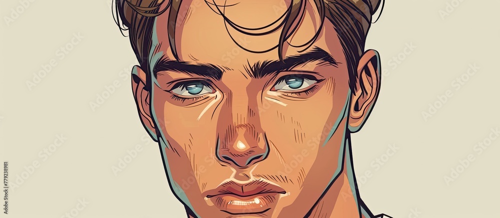 A cartoon drawing of a mans face with prominent nose, jawline, and ear ...