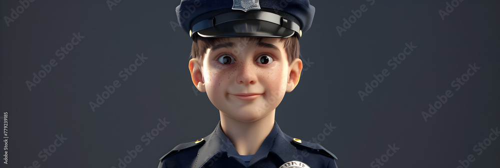 Police Officer 2d cartoon illustration on half black background, young ...