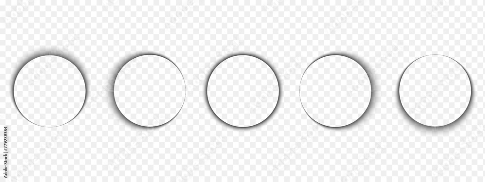 Round shadows isolated on transparent background. Circle soft overlay ...