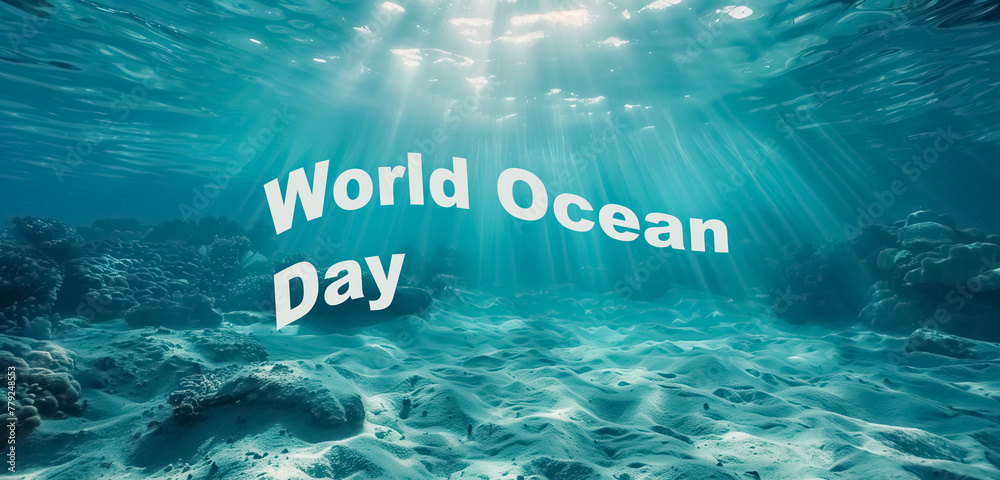 World Oceans day banner. World Ocean day wallpaper with blue ocean ...