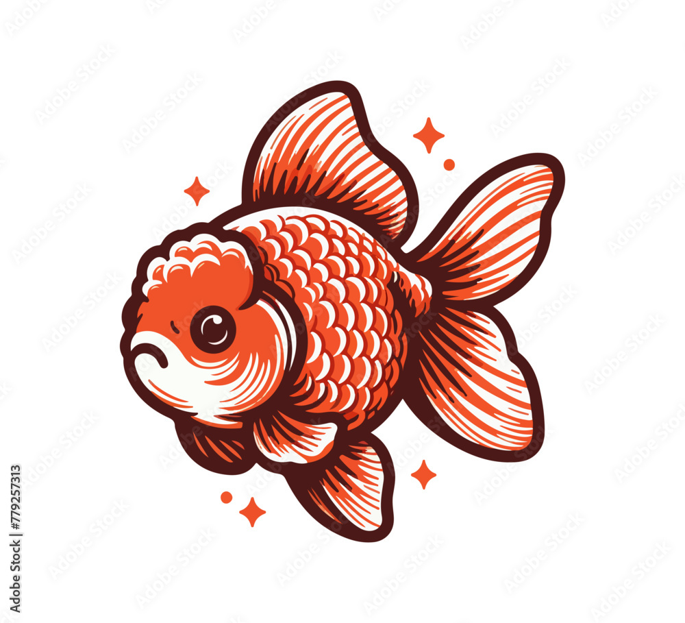 oranda goldfish hand drawn vector illustration Stock Vector | Adobe Stock