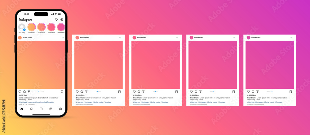 Vetor de instagram post mockup vector. social media instagram carousel ...