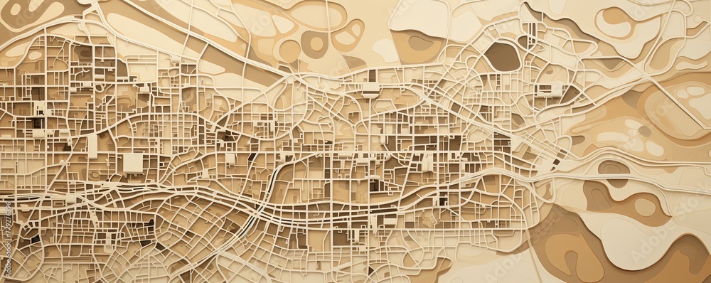 Tan and white pattern with a Tan background map lines sigths and ...