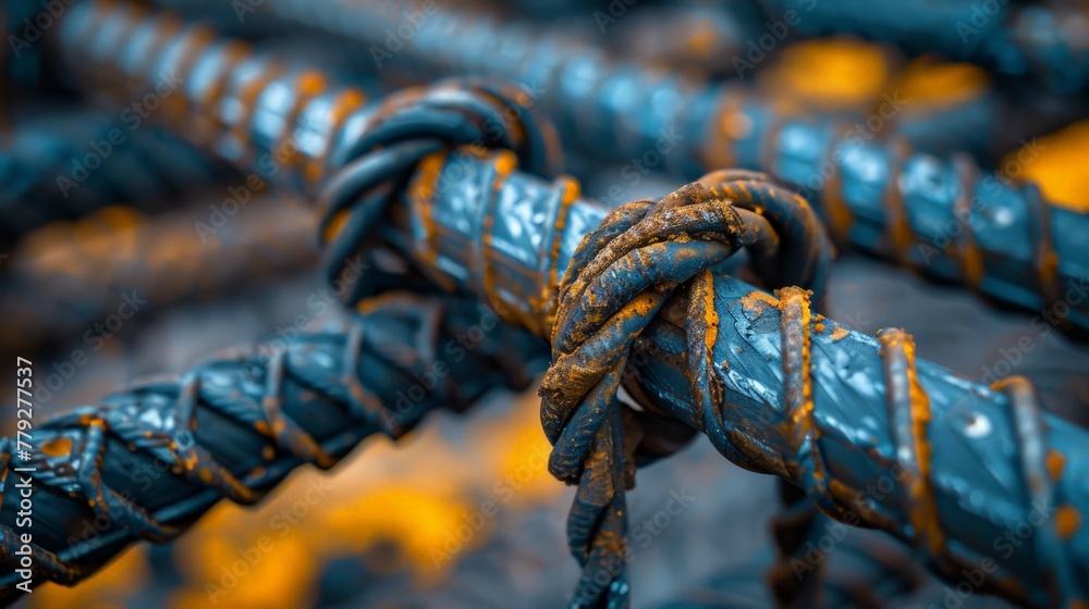 Intimate look at a rebar tie wire spool in use, highlighting the ...