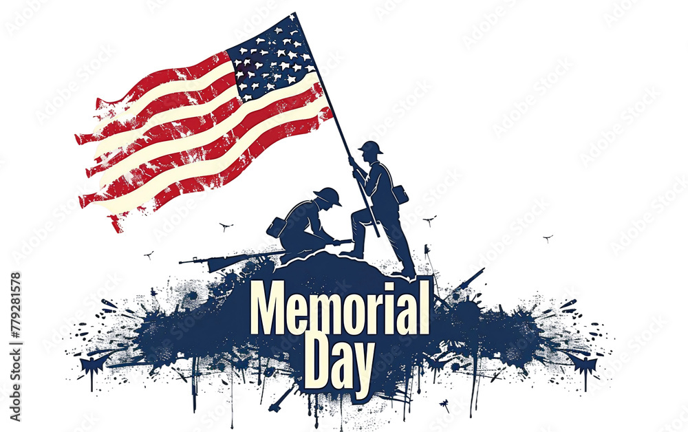 Tribute to Service Memorial Day Flag Raising Ceremony Isolated on ...