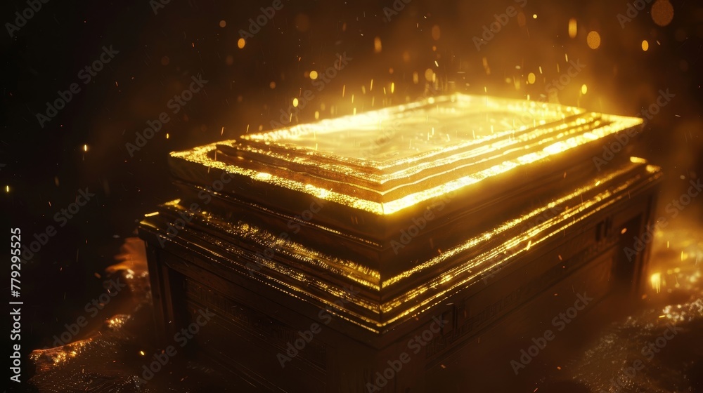 The Ark of the Covenant portrayed as a glowing box a AI generated ...