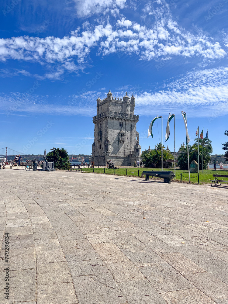 Lisbon, Portugal, Jardim da Torre de Belém, Belém Tower, Torre de Belem ...