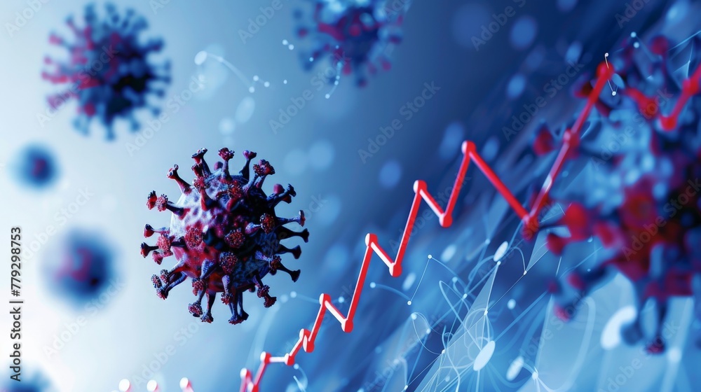 A graph showing the number of people infected with a virus over time ...
