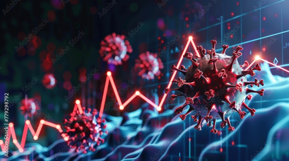 A graph showing the number of people infected with a virus over time ...