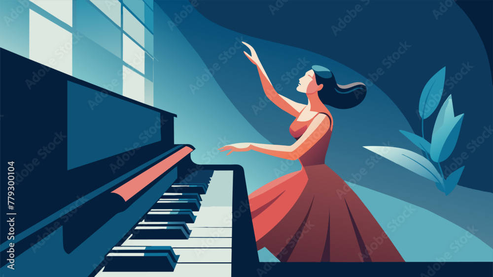 The ladys fingers flew across the piano keys moving in perfect ...