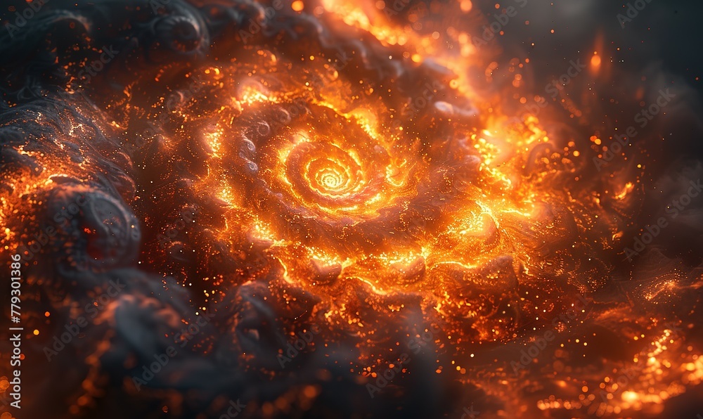 Fire spiral galaxy. flame celestial cosmic spiral background. stunning ...
