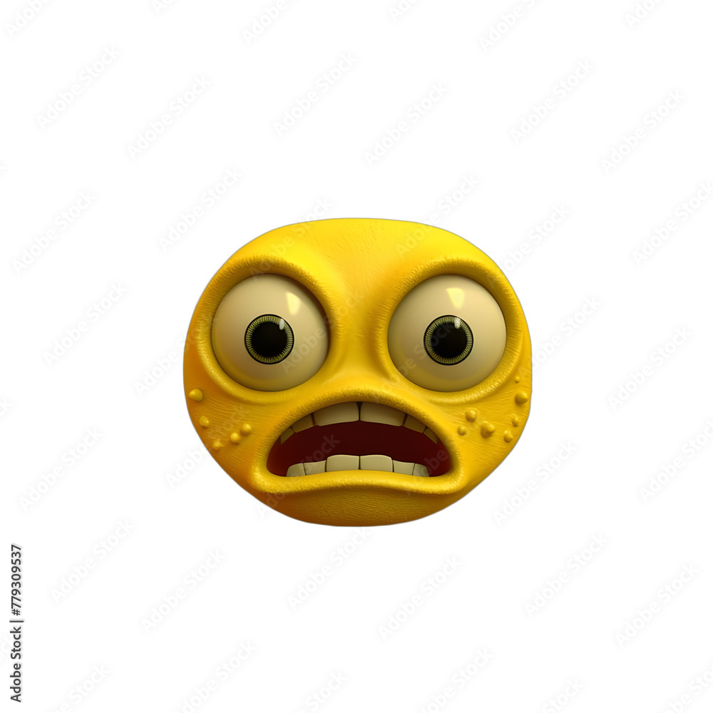 Yellow Scared Cartoon Face on Matching Background. - png isolated on ...