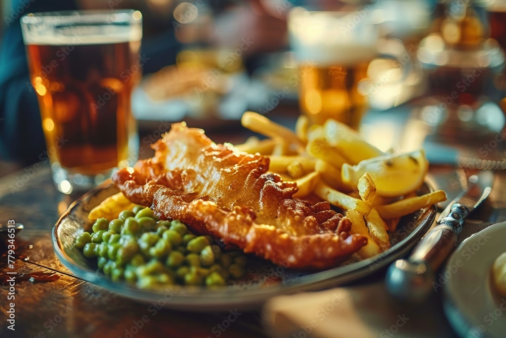 Midangle Genre Pub Grub Emotion Content Scene Fish and chips with mushy ...