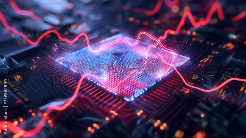 digital art piece visualizing the concept of sounds emanating from a ...