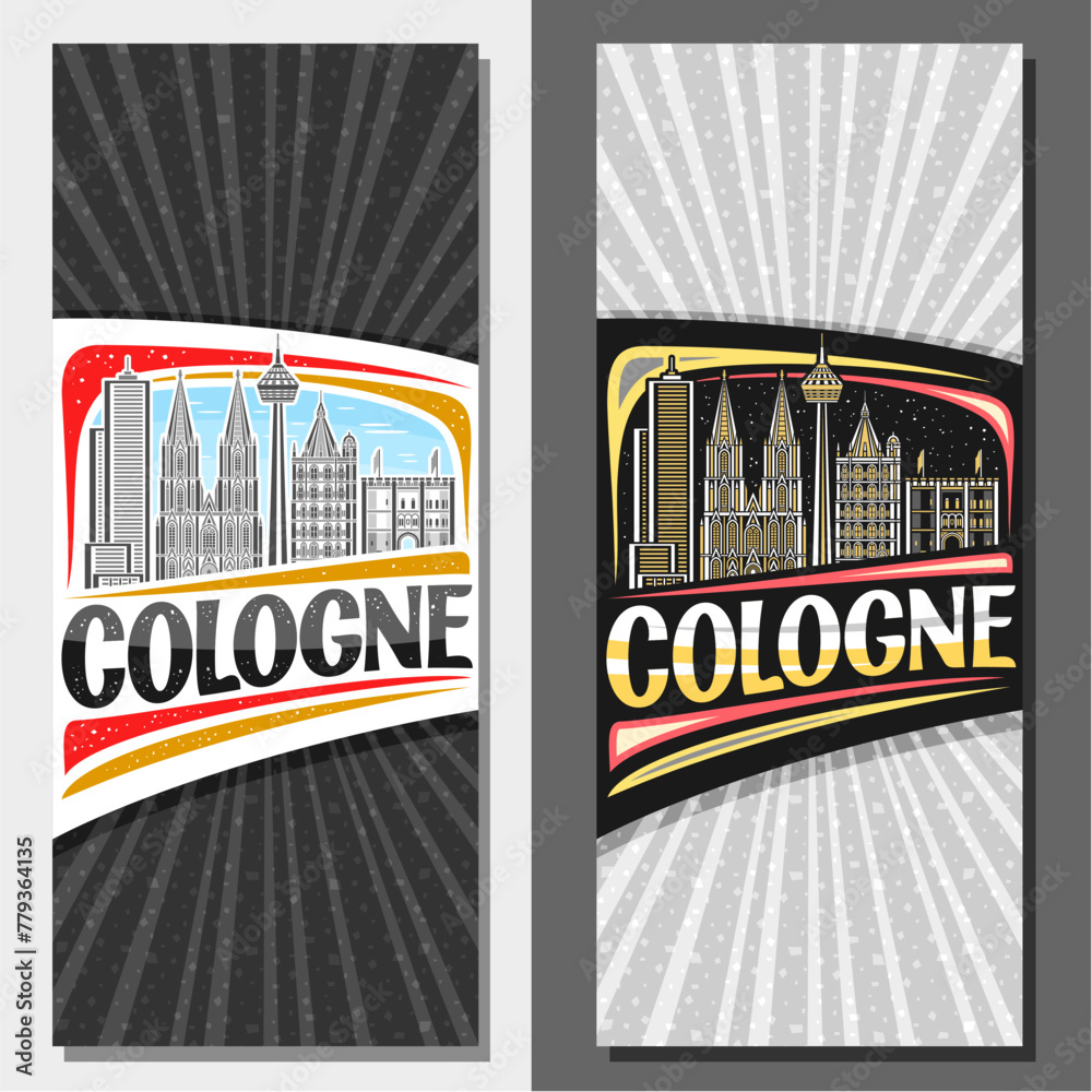 Vector vertical layouts for Cologne, decorative leaflet with outline ...