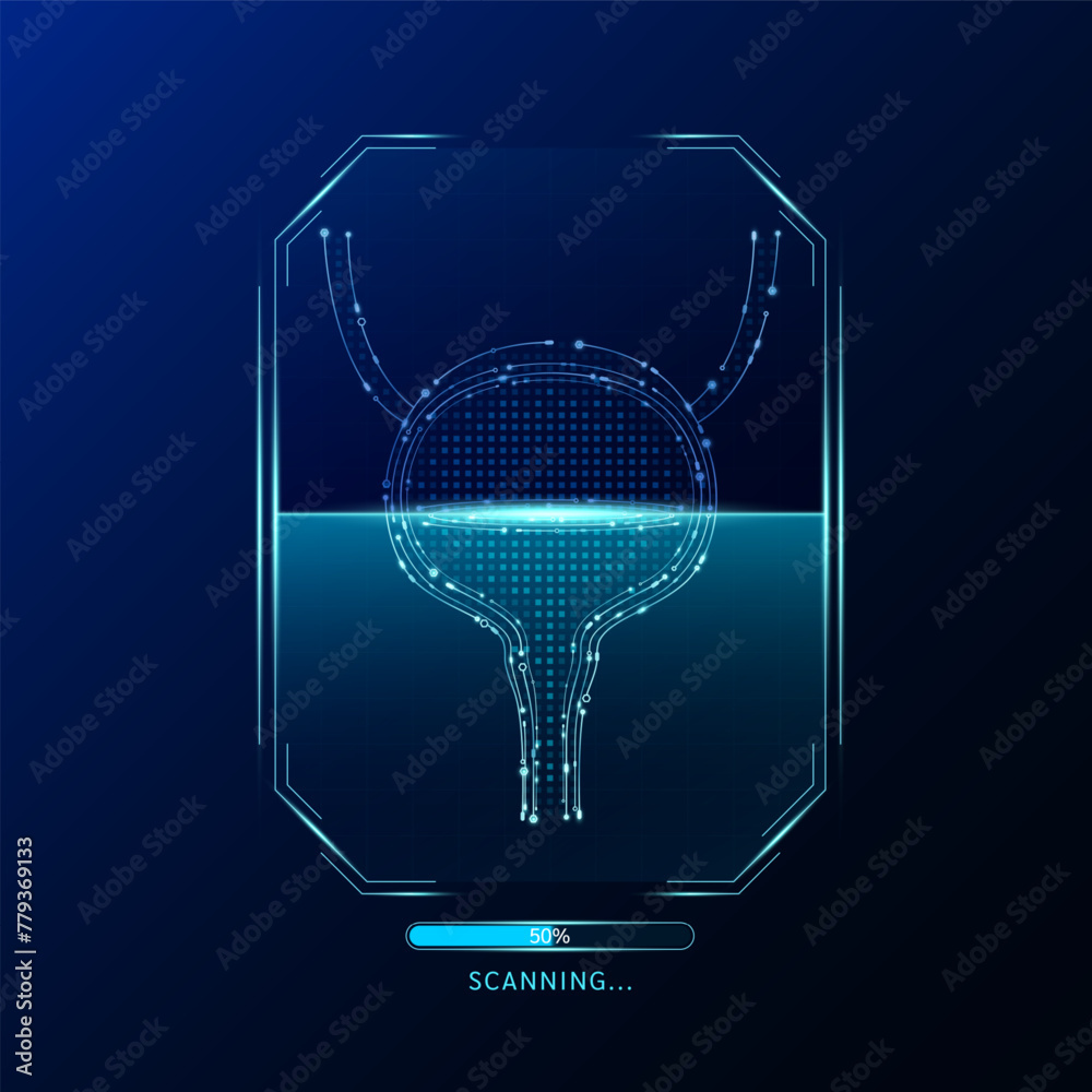 Bladder scanning radar screen. Medical technology health care. Digital ...