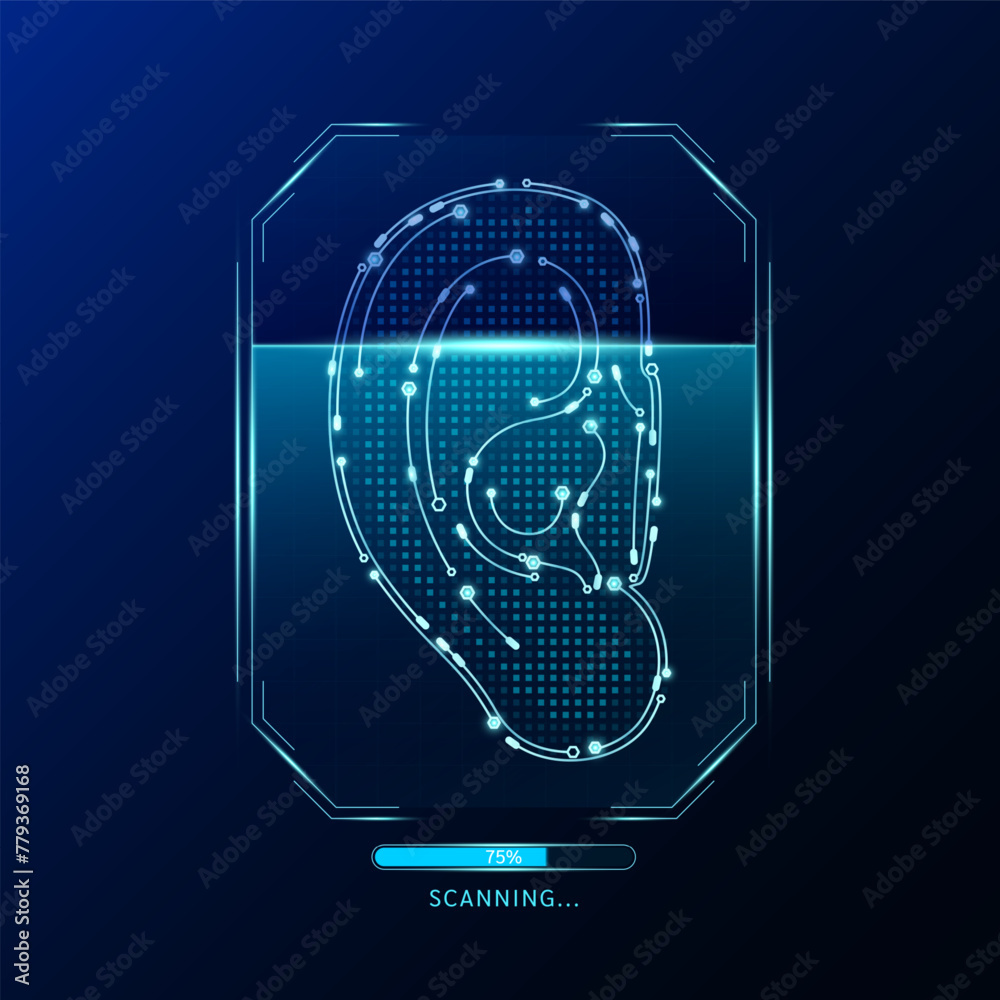 Ear scanning radar screen. Medical technology health care. Digital ...