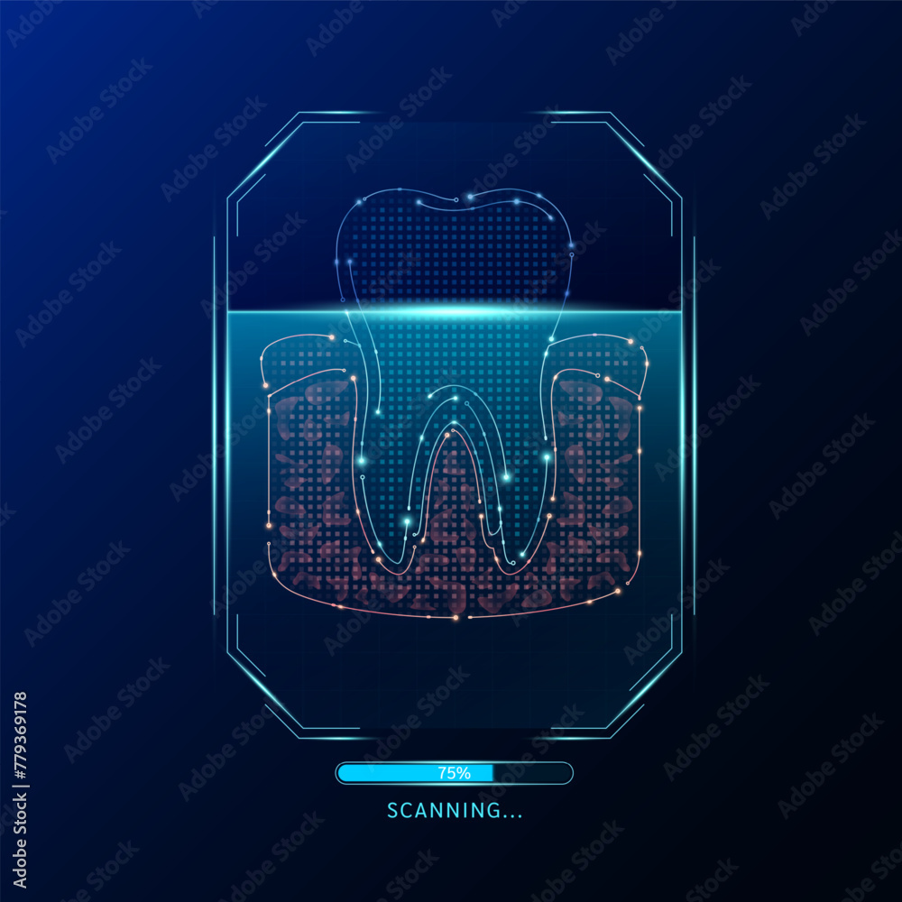 Gum teeth scanning radar screen. Medical technology health care ...