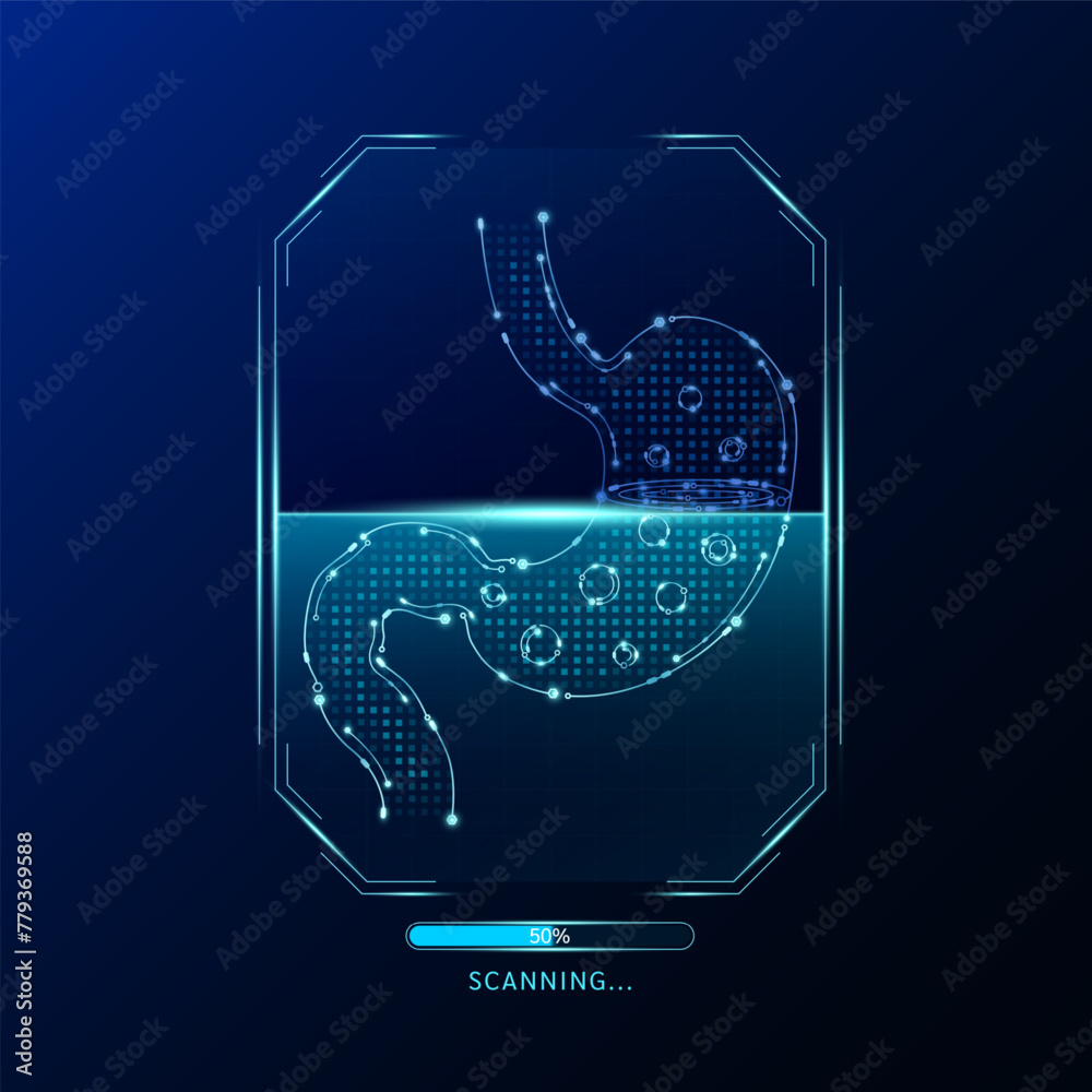 Stomach scanning radar screen. Medical technology health care. Digital ...