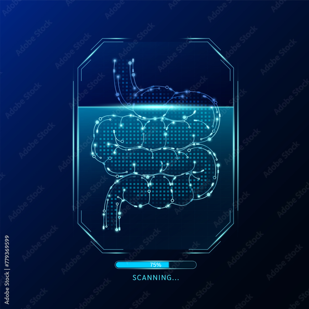 Small intestine scanning radar screen. Medical technology health care ...