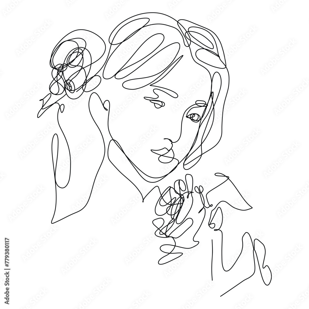 Continuous hand drawing style art. Abstract composition with people ...