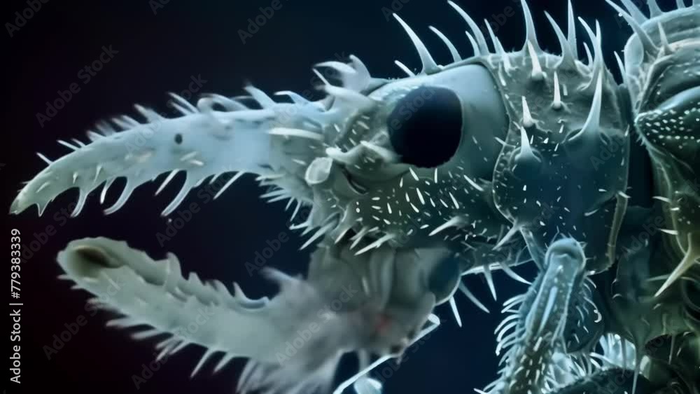 A scanning electron microscope image of a beetles mouthparts ...