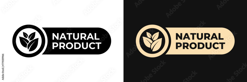 Premium Natural product label vector design for packaging. Natural leaf ...