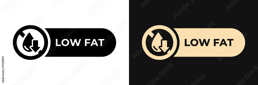 Premium Low Fat label vector design for packaging. Fat free icon gold ...