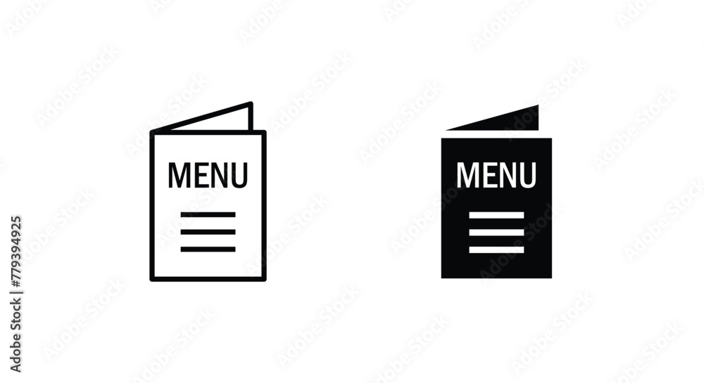 Food menu card icon Cooking, cuisine restaurant or cafe. line and flat ...