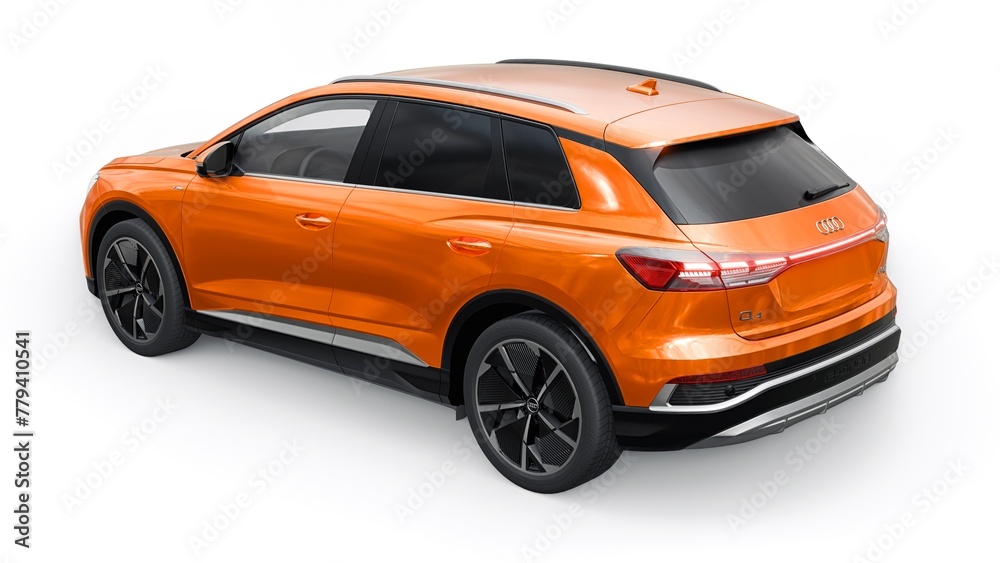 Berlin. Germany. March 11, 2024. Audi Q4 e-tron 2022. Orange modern ...