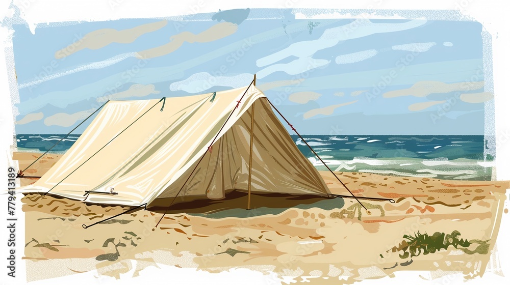 Beach tent clipart with open flaps Stock Illustration | Adobe Stock