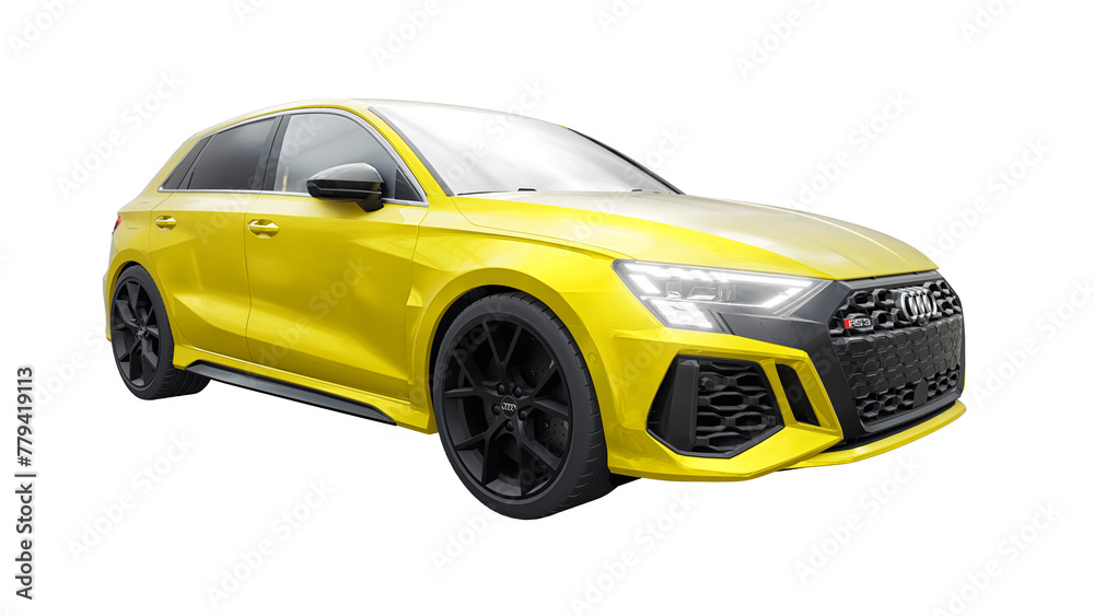 Berlin. Germany. February 20, 2024. Audi RS3 2022. Yellow sports ...