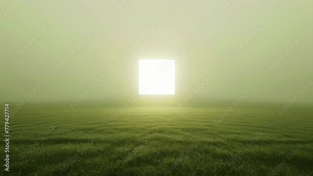 Vidéo Stock In the midst of a dense green fog, a glowing white square ...