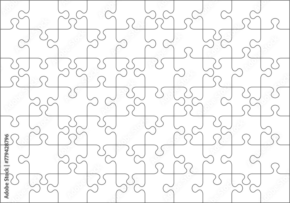 Jigsaw puzzle blank template or cutting guidelines with 70 transparent ...