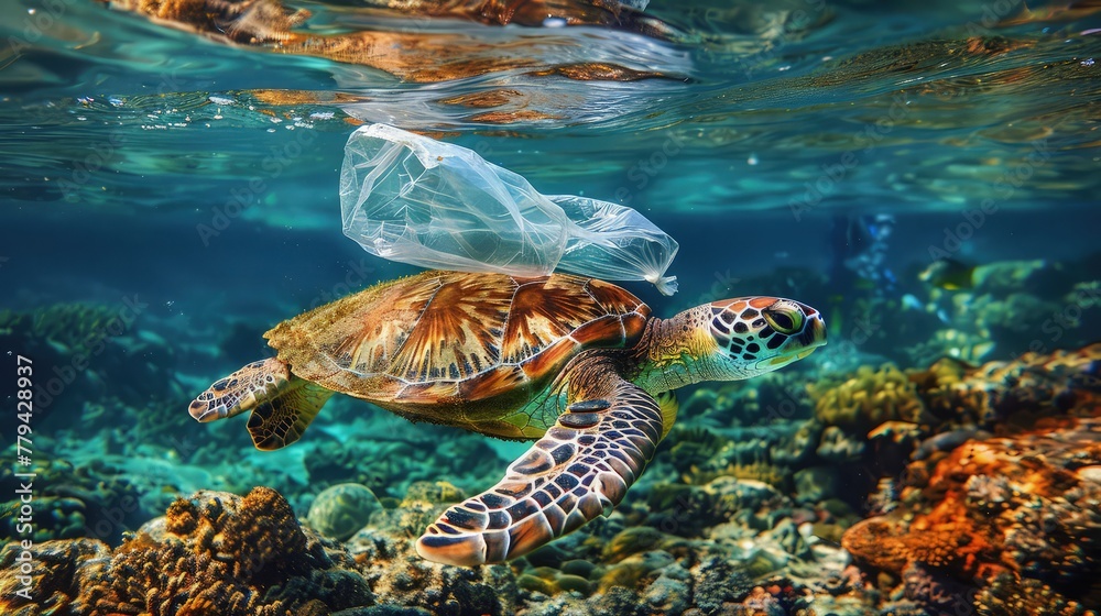 majestic sight of a green sea turtle gracefully swimming amidst the ...