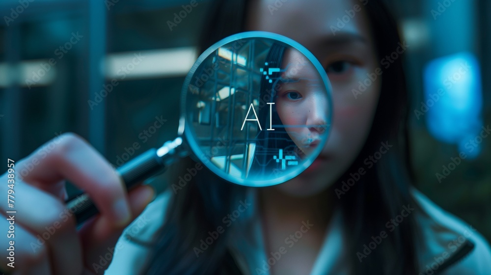 AI-powered image recognition technology, illustrating the creation of deep fake images and the ...