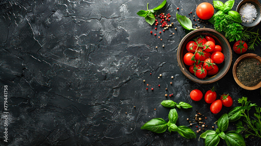 food background with copy space. Border of healthy food cooking ...