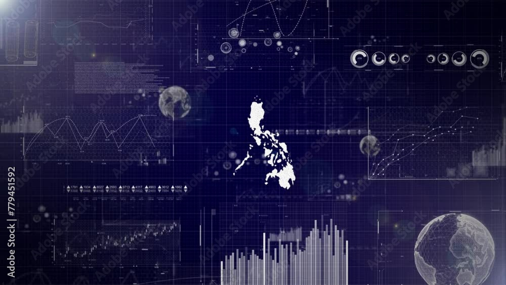 Philippines Country Corporate Background With Abstract Elements Of Data analysis charts I ...