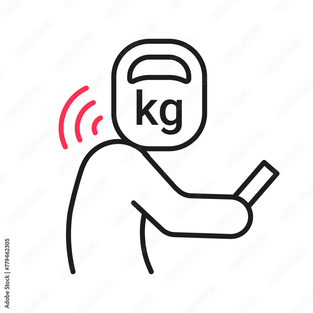 Load on neck and back when posture tilting head with phone, pain of ...