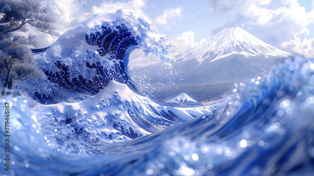 The Great Wave and Mount Fuji. Japan Majestic The Great Wave Painting ...