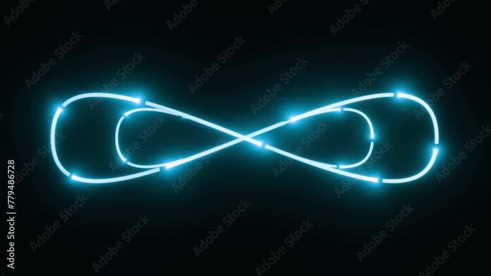 Neon infinity sign. 3D render seamless loop animation. Abstract background with infinity sign ...