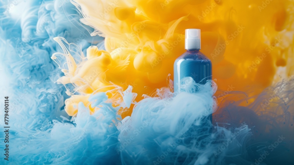 an unconventional advertisement for ink softener with gradient running ...