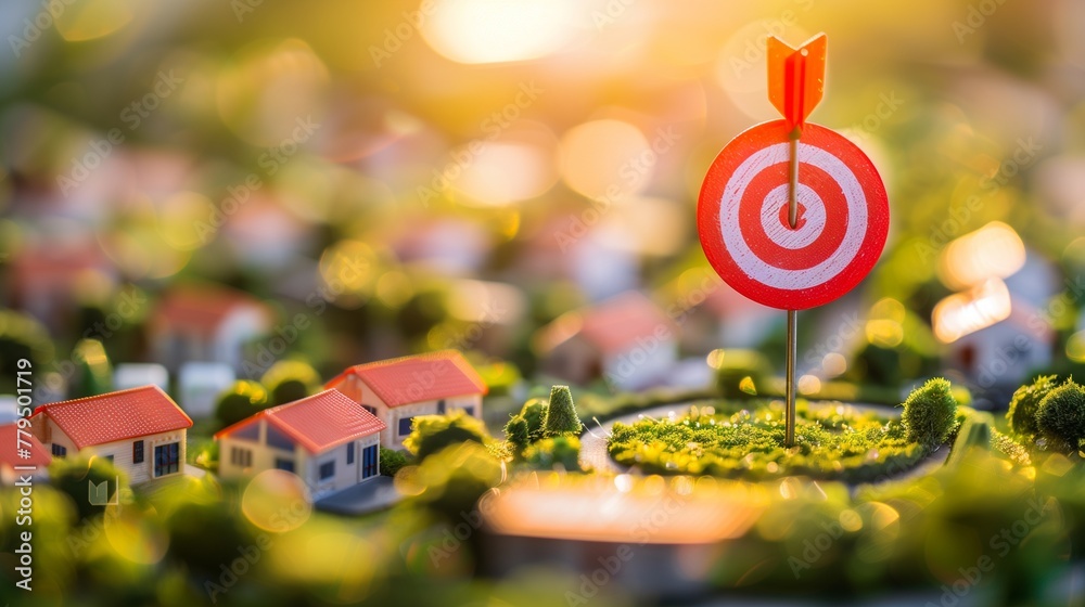 Successful real estate sales concept, featuring a symbolic arrow ...