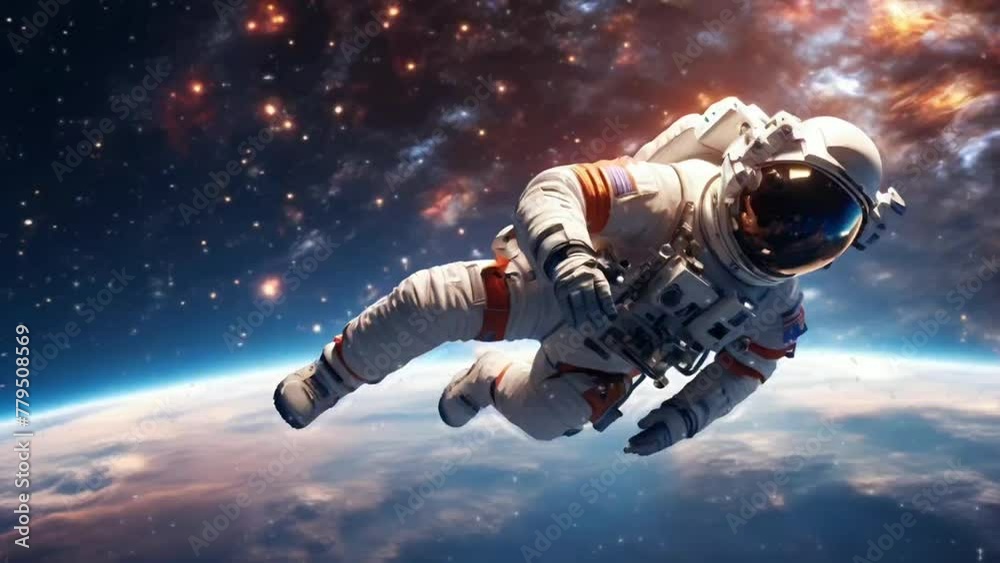 astronaut in space video animation, seamless looping video background ...